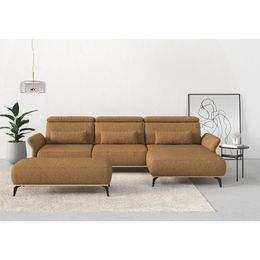Home Affaire Ecksofa &raquo;Fjord L-Form&laquo; massiv, wahlweise mit Armlehnfunktion, Kopf- Sitztiefenverstellung gelb 100% Polyester