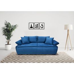 Home Affaire Schlafsofa &raquo;Romeo&laquo; mit Boxspringaufbau, Bettfunktion & Bettkasten, Dauerschlafsofa blau 100%Polyester