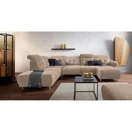 Home Affaire Wohnlandschaft &raquo;Manhattan U-Form&laquo; 2 Sitze mit elektrischer Relaxfunktion, verstellbare Armlehnen beige Luxus Microfaser2 (90% Polyester, 