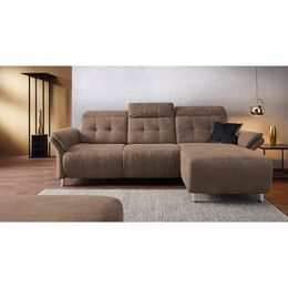 Home Affaire Ecksofa &raquo;Manhattan L-Form&laquo; 2 Sitze mit elektrischer Relaxfunktion, verstellbare Armlehnen braun Kunstleder SOFTLUX ;Flachgewebe (100% 