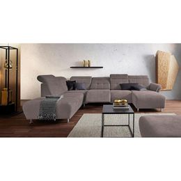 Home Affaire Wohnlandschaft &raquo;Manhattan U-Form&laquo; 2 Sitze mit elektrischer Relaxfunktion, verstellbare Armlehnen grau Luxus Microfaser2 (90% Polyester, 