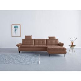 Home Affaire Ecksofa &raquo;Birkholm L-Form&laquo; Armlehnverstellung, auch in Easy Clean Bezug - mit Wasser zu reinigen braun 100% Polyester