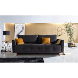 Home Affaire Schlafsofa &raquo;Nordic&laquo; mit Federkern und Metallbeinen, Steppung im Sitzbereich schwarz Microfaser PRIMABELLE (100% Polyester);Samtoptik (100