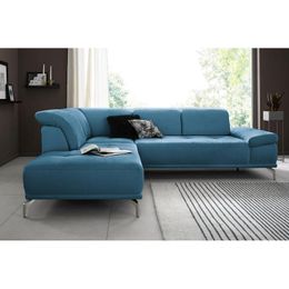 Home Affaire Ecksofa &raquo;Caluna&laquo; Inkl.Sitztiefenverstellung, wahlweise mit Kopf- und Armteilverstellung blau Luxus-Microfaser Vintageoptik (100% 