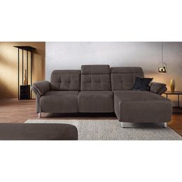 Home Affaire Ecksofa &raquo;Manhattan L-Form&laquo; 2 Sitze mit elektrischer Relaxfunktion, verstellbare Armlehnen braun Kunstleder SOFTLUX ;Flachgewebe (100% 