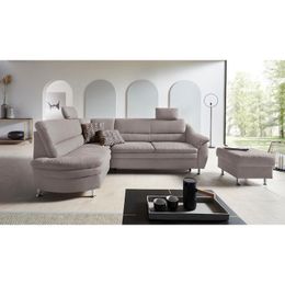 Home Affaire Ecksofa &raquo;Cardoso L-Form&laquo; Federkern, wahlweise mit Bett, Schubkasten grau Struktur impr&auml;gniert (100% Polyester);Luxus-Microfaser ALTARA 