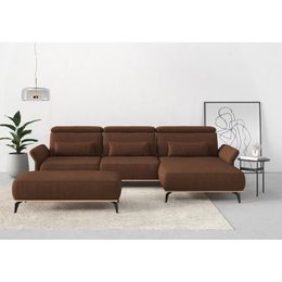 Home Affaire Ecksofa &raquo;Fjord L-Form&laquo; massiv, wahlweise mit Armlehnfunktion, Kopf- Sitztiefenverstellung rosa 100% Polyester