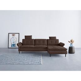 Home Affaire Ecksofa &raquo;Birkholm L-Form&laquo; Armlehnverstellung, auch in Easy Clean Bezug - mit Wasser zu reinigen braun 100% Polyester