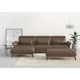 Home Affaire Ecksofa &raquo;Fjord L-Form&laquo; massiv, wahlweise mit Armlehnfunktion, Kopf- Sitztiefenverstellung braun 100% Polyester