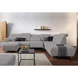 Home Affaire Wohnlandschaft &raquo;Manhattan U-Form&laquo; 2 Sitze mit elektrischer Relaxfunktion, verstellbare Armlehnen grau Luxus Microfaser2 (90% Polyester, 