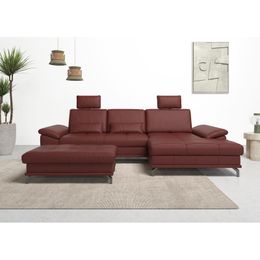 OTTO home Ecksofa &raquo;Costello L-Form, B: 301 cm mit Sitztiefen-, Armteilverstellung &&laquo; 3 Nierenkissen, optional Bettfunktion & Bettkasten rot Luxus-