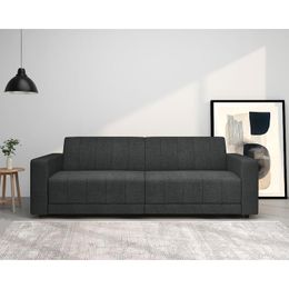 3-Sitzer &raquo;Allie II Schlafsofa 225 cm&laquo; Bett-Funktion (108/190cm), R&uuml;ckenlehne 2-teilig, mit Steppung grau 100% Polyester