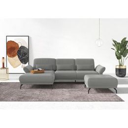 Home Affaire Ecksofa &raquo;Coco L-Form&laquo; Sitztiefen-, Arm- und Kopfteilverstellung, Cord-Bezug, Fu&szlig;h&ouml;he 15 cm silber 100% Polyester