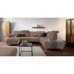 Home Affaire Wohnlandschaft &raquo;Manhattan U-Form&laquo; 2 Sitze mit elektrischer Relaxfunktion, verstellbare Armlehnen braun Luxus Microfaser2 (90% Polyester, 