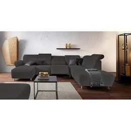 Home Affaire Wohnlandschaft &raquo;Manhattan U-Form&laquo; 2 Sitze mit elektrischer Relaxfunktion, verstellbare Armlehnen grau Luxus Microfaser2 (90% Polyester, 