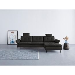 Home Affaire Ecksofa &raquo;Birkholm L-Form&laquo; Armlehnverstellung, auch in Easy Clean Bezug - mit Wasser zu reinigen schwarz 100% Polyester