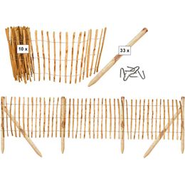 TETZNER & JENTZSCH Gartenzaun &raquo;Rollzaun Rosswell 8&laquo; 90 cm hoch, 10 Elemente f&uuml;r 50 Meter Zaun, mit 33 Pfosten beige Holzwerkstoff