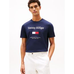 Tommy Hilfiger Damen T-Shirt &raquo;TOMMY EMBRO FLAG&laquo; mit Logostickerei, Jersey, normale Passform M