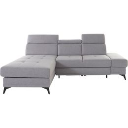Home Affaire Ecksofa &raquo;Cardiz L-Form&laquo; inkl.Kopfteilverstellung und Federkern wahlweise mit Bettfunktion grau Webstoff (100% Polyester);Luxus-Microfaser