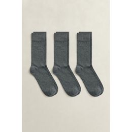 Gant Herren Basicsocken &raquo;SOFT COTTON SOCKS 3-PACK&laquo; Packung, 3, 3 Stk. tlg. mit Logodruck am Kn&ouml;chel grau 40-42