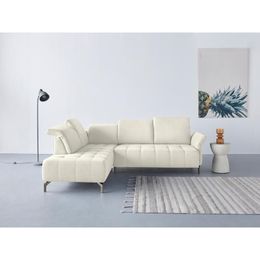 Home Affaire Ecksofa &raquo;Fresh L-Form&laquo; Federkern, wahlweise Kopfteilverstellung und motorischer Vorziehsitz wei&szlig; 98% Polyester 2% Polyamid