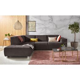 Home Affaire Ecksofa &raquo;Sapporo L-Form&laquo; wahlweise Bettfunktion oder Sitztiefenverstellung, Federkern braun Struktur fein (100% Polyester);Luxus-