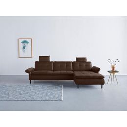 Home Affaire Ecksofa &raquo;Birkholm L-Form&laquo; Armlehnverstellung, auch in Easy Clean Bezug - mit Wasser zu reinigen braun 100% Polyester