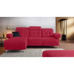 Home Affaire Ecksofa &raquo;Manhattan L-Form&laquo; 2 Sitze mit elektrischer Relaxfunktion, verstellbare Armlehnen rot Kunstleder SOFTLUX ;Flachgewebe (100% 