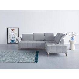 Home Affaire Ecksofa &raquo;Fresh L-Form&laquo; Federkern, wahlweise Kopfteilverstellung und motorischer Vorziehsitz grau 100% Polyester