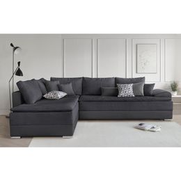 OTTO home Ecksofa &raquo;Night & Day L-Form, B: 324 cm&laquo; mit Bettfunktion, Bettkasten & 3 Zierkissen, Boxspringbett 180x200 cm schwarz Struktur ( 100% 