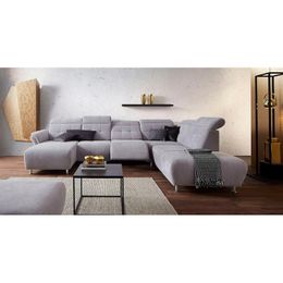 Home Affaire Wohnlandschaft &raquo;Manhattan U-Form&laquo; 2 Sitze mit elektrischer Relaxfunktion, verstellbare Armlehnen silber Luxus Microfaser2 (90% Polyester,