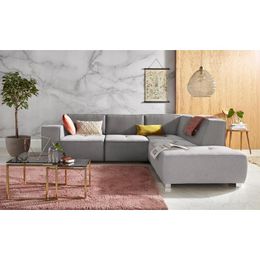 Home Affaire Ecksofa &raquo;Sapporo L-Form&laquo; wahlweise Bettfunktion oder Sitztiefenverstellung, Federkern grau Struktur fein (100% Polyester);Luxus-