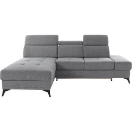 Home Affaire Ecksofa &raquo;Cardiz L-Form&laquo; inkl.Kopfteilverstellung und Federkern wahlweise mit Bettfunktion grau Webstoff (100% Polyester);Luxus-Microfaser