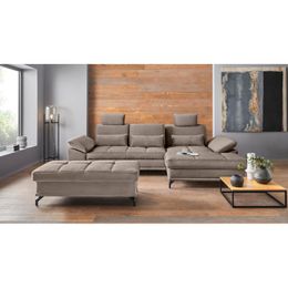 OTTO home Ecksofa &raquo;Costello L-Form, B: 301 cm mit Sitztiefen-, Armteilverstellung &&laquo; 3 Nierenkissen, optional Bettfunktion & Bettkasten beige 100% 