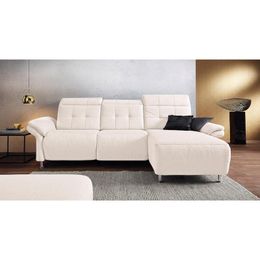 Home Affaire Ecksofa &raquo;Manhattan L-Form&laquo; 2 Sitze mit elektrischer Relaxfunktion, verstellbare Armlehnen beige Kunstleder SOFTLUX ;Flachgewebe (100% 