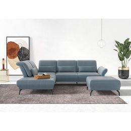 Home Affaire Ecksofa &raquo;Coco L-Form&laquo; Sitztiefen-, Arm- und Kopfteilverstellung, Cord-Bezug, Fu&szlig;h&ouml;he 15 cm blau 100% Polyester