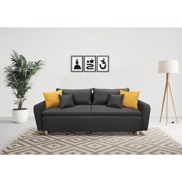 Home Affaire Schlafsofa &raquo;Anika&laquo; mit Boxspringaufbau, Bettfunktion & Bettkasten, Dauerschlafsofa grau 100%Polyester