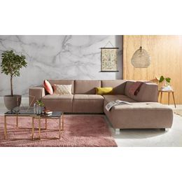 Home Affaire Ecksofa &raquo;Sapporo L-Form&laquo; wahlweise Bettfunktion oder Sitztiefenverstellung, Federkern braun Struktur fein (100% Polyester);Luxus-