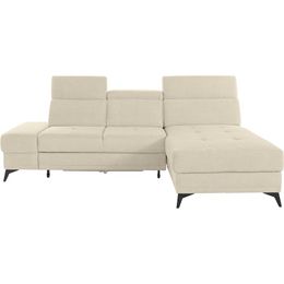 Home Affaire Ecksofa &raquo;Cardiz L-Form&laquo; inkl.Kopfteilverstellung und Federkern wahlweise mit Bettfunktion beige Webstoff (100% Polyester);Luxus-