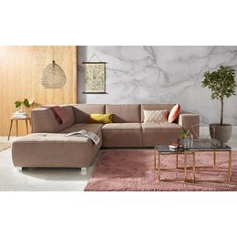 Home Affaire Ecksofa &raquo;Sapporo L-Form&laquo; wahlweise Bettfunktion oder Sitztiefenverstellung, Federkern braun Struktur fein (100% Polyester);Luxus-