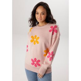 Aniston Plus Damen Aniston PLUS Strickpullover mit eingestricktem Blumenmuster - NEUE KOLLEKTION 44