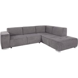 Home Affaire Ecksofa &raquo;Sapporo L-Form&laquo; wahlweise Bettfunktion oder Sitztiefenverstellung, Federkern grau Struktur fein (100% Polyester);Luxus-