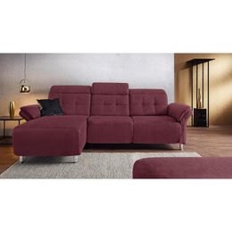 Home Affaire Ecksofa &raquo;Manhattan L-Form&laquo; 2 Sitze mit elektrischer Relaxfunktion, verstellbare Armlehnen lila Kunstleder SOFTLUX ;Flachgewebe (100% 