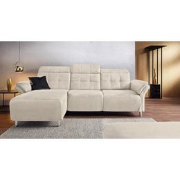 Home Affaire Ecksofa &raquo;Manhattan L-Form&laquo; 2 Sitze mit elektrischer Relaxfunktion, verstellbare Armlehnen beige Kunstleder SOFTLUX ;Flachgewebe (100% 