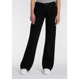 Herrlicher Damen 5-Pocket-Jeans &raquo;Edna Denim Black Jogg&laquo; im Flared Fit, Mid Waist 32, L&auml;nge 30