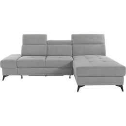 Home Affaire Ecksofa &raquo;Cardiz L-Form&laquo; inkl.Kopfteilverstellung und Federkern wahlweise mit Bettfunktion grau Webstoff (100% Polyester);Luxus-Microfaser