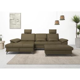 OTTO home Ecksofa &raquo;Costello L-Form, B: 301 cm mit Sitztiefen-, Armteilverstellung &&laquo; 3 Nierenkissen, optional Bettfunktion & Bettkasten gr&uuml;n Luxus-