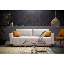 Home Affaire Schlafsofa &raquo;Nordic&laquo; mit Federkern und Metallbeinen, Steppung im Sitzbereich beige Microfaser PRIMABELLE (100% Polyester);Samtoptik (100% 
