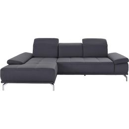 Home Affaire Ecksofa &raquo;Caluna&laquo; Inkl.Sitztiefenverstellung, wahlweise mit Kopf- und Armteilverstellung grau Flachgewebe Mura: (100% Polyester);Luxus-