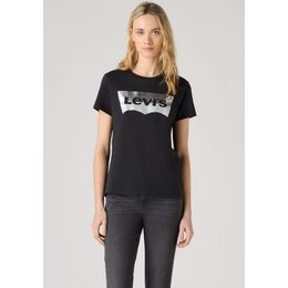 Levi's Levi's Damen Rundhalsshirt &raquo;THE PERFECT TEE&laquo; mit Logo im Metallic-Holo Print schwarz XS (32)